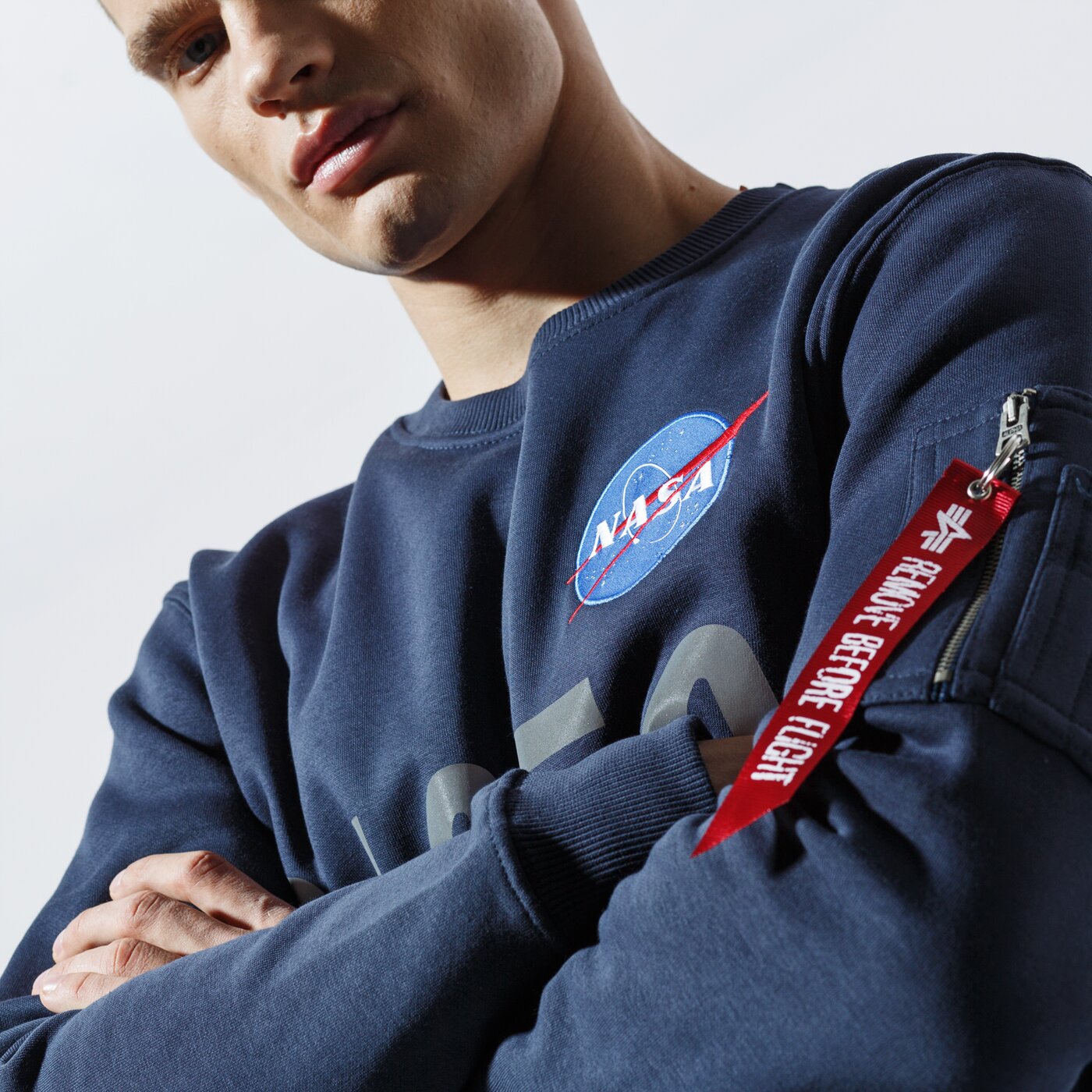 ALPHA INDUSTRIES PULÓVER NASA REFLECTIVE SWEATER 178309-07 SÖTÉTKÉK 16 ...